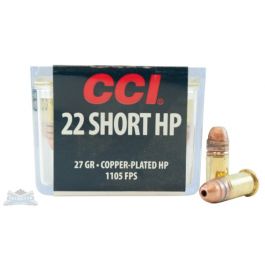 CCI .22 Short 27gr Copper Plated HP High Velocity Ammunition 100rds ...