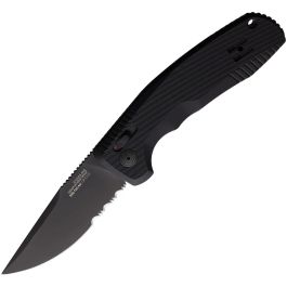 SOG Knives SOG-TAC AU Partially Serrated Straight Folding Knife, Black ...