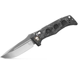 Benchmade Mini Auto Adamas Folding Drop Point Knife, Marbled Carbon ...
