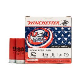 Winchester USA 12 Gauge 2-3/4" #7.5 1200 FPS 1-1/8oz Shotshells, 25rds ...