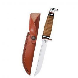 Case Utility Hunter Fixed Blade Knife w/ Knob Cap Leather Sheath, 5 ...