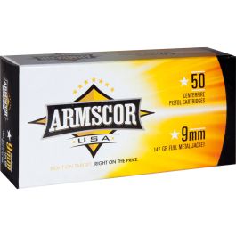 ArmsCor Ammo 9mm Ammunition, 50 Rounds FMJ 147Gr - FAC95 | Palmetto ...