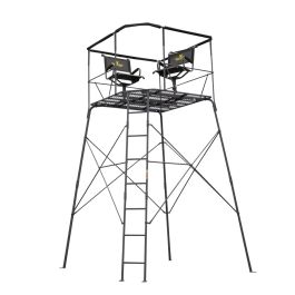 River's Edge 2-Man Quad Pod 85" x 85" x 144" Tower Stand, OD Green 500 ...