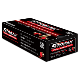 Ammo Inc STREAK 9mm Ammo 124 Grain TMC Red, 50rds | Palmetto State Armory