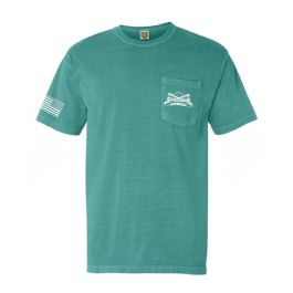 PSA Comfort Colors Pocket T-Shirt Seafoam w/ White Logo | Palmetto ...