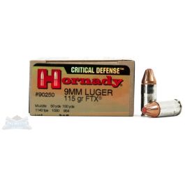 Hornady Critical Defense 9mm Ammo 115 Grain FTX 25 rds | Palmetto State ...