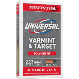 Winchester Ammo 223 Rem 55gr Polymer Tip 20rd Universal Varmint and ...