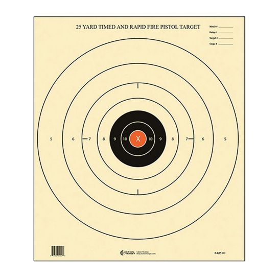 Action Target Competition Timed and Rapid Fire Target, Black/White, 100 ...