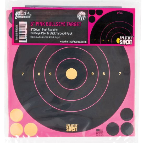 Pro-Shot SplatterShot Peel and Stick Bullseye Target, Black/Pink - 8B ...
