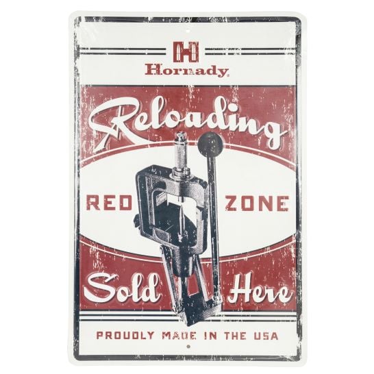 Hornady Reloading Red Zone Decorative Tin Sign - 12" x 18" - Bold Black ...