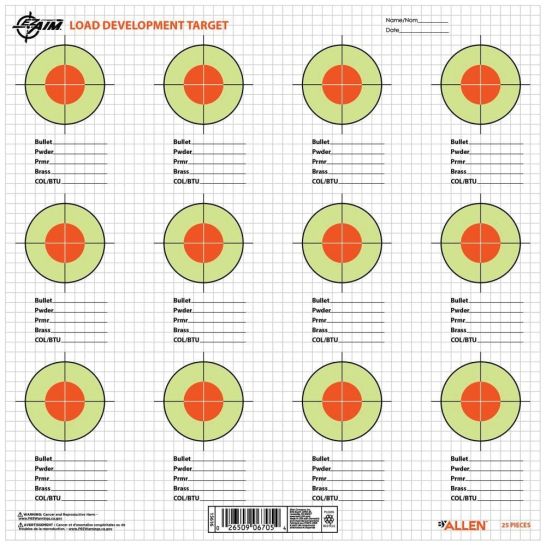 EZ Aim Load Development Target, Fluorescent Green/Orange/White, 25 Pack ...
