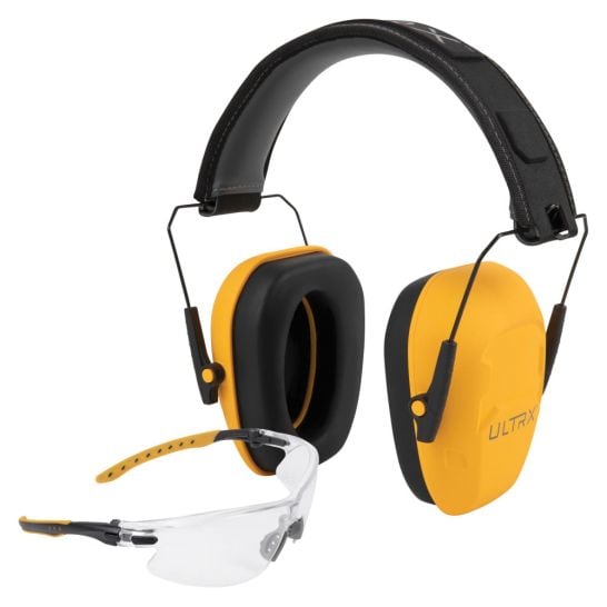 ULTRX 23 dB Shield Ear and Eye Protection Combo, Clear/Yellow ...