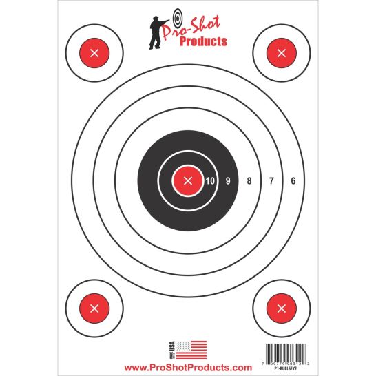 ProShot 5-Bullseye Target w/Adhesive Backing, Red/Black/White ...