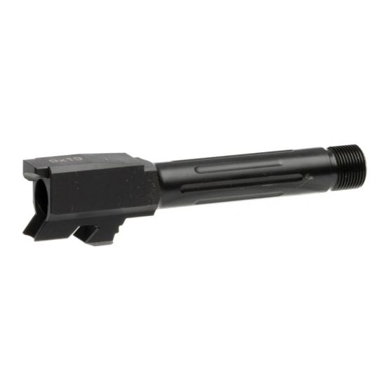 Brownells Threaded Fluted Barrel 9mm Fits Glock G43, Black | Palmetto ...