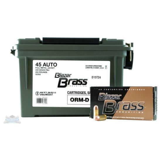 CCI Blazer Brass 45 Auto/ACP 230gr FMJ Ammunition 200rd Can- - -52302 ...