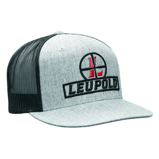 Leupold Reticle Flatbill Trucker Hat, Heather/Black | Palmetto State Armory