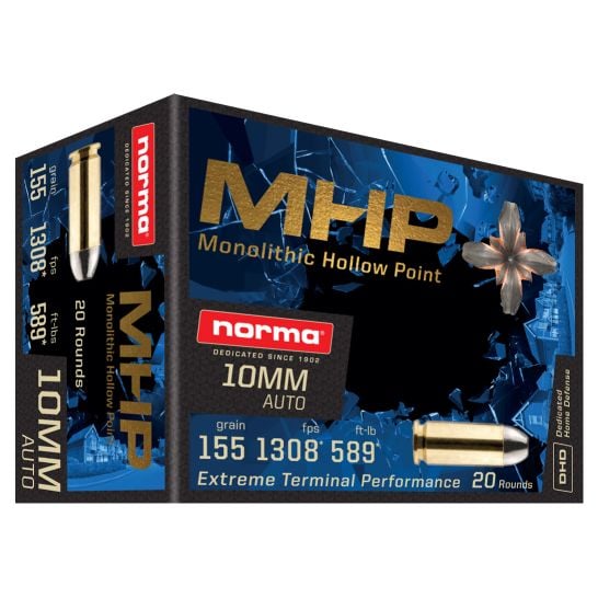 Norma 10mm MHP 155gr Brass Cased Ammo, 20rds - 610140020 | Palmetto ...