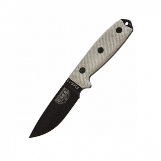 ESEE Esee-3 Mil, Fixed Blade Knife w/ Sheath - ESEE-3MIL-P-BLK ...