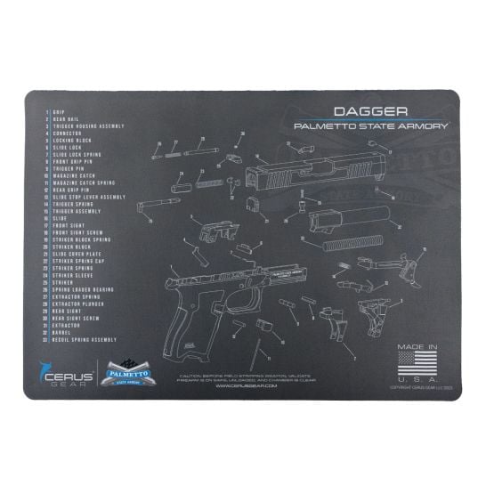 PSA Custom 12" x 17" Dagger Cleaning Mat, Charcoal/Blue | Palmetto ...
