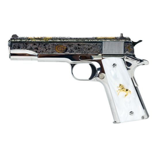 Colt Pistol 1911 El Samuel 38 Super High Polish SS Engraved 9rd 5 ...