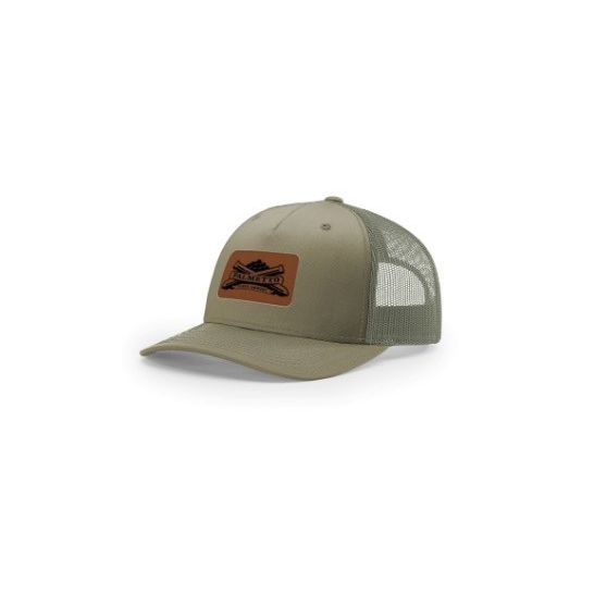 PSA Leather Patch Richardson 5 Panel Trucker Hat, Pale Khaki/ Loden | Palmetto State Armory