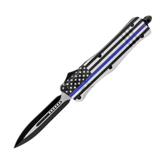 Master Cutlery OTF Knife, Thin Blue Line - KN-8103BLLM | Palmetto State ...