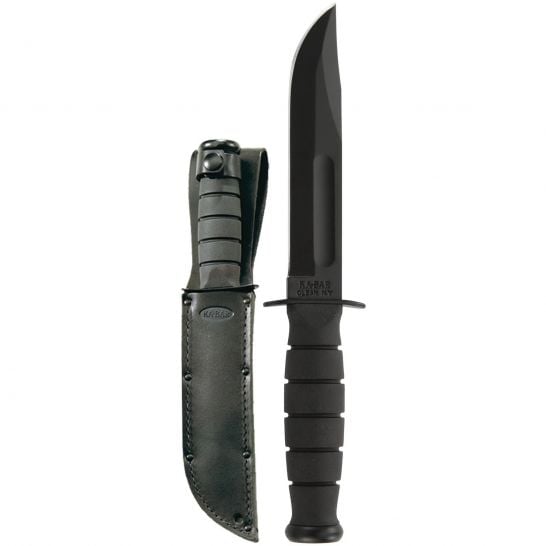 KA-BAR Clip Point Short Fixed Blade Knife, 5.25", Black - 1256 ...