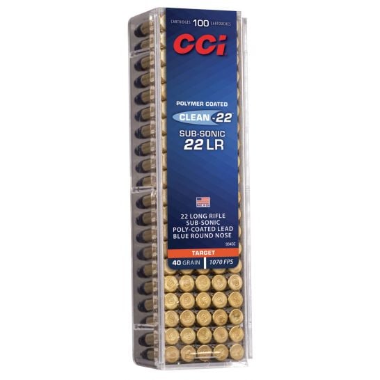 CCI Clean-22 Sub-Sonic 40 gr Blue Lead Round Nose .22lr Ammo, 100/box ...