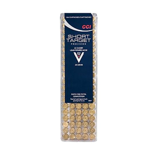 CCI Short Target 29 gr Lead Round Nose .22 Short Ammo, 100/box - 0037 ...