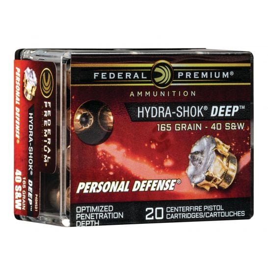 Federal Premium 165 gr Hydra-Shok Deep .40 S&W Ammo, 20/box - P40HSD1 ...