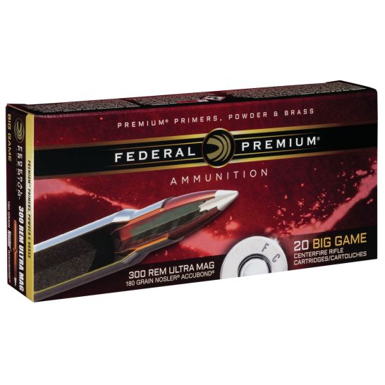 Federal Premium 180 gr Nosler AccuBond .300 RUM Ammo, 20/box ...