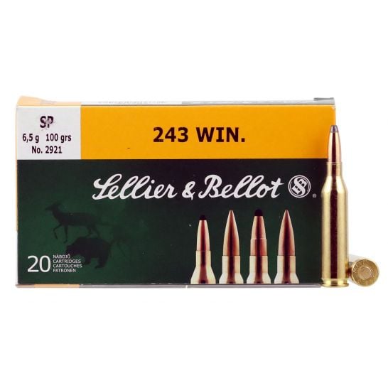 Sellier & Bellot 100 gr Semi-Jacketed Soft Point .243 Win Ammo, 20/box ...