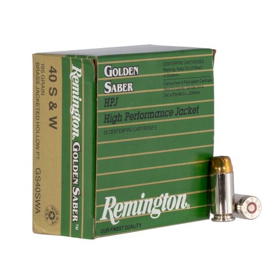 Remington Golden Saber 165 gr Brass Jacket Hollow Point .40 S&W Ammo ...