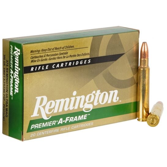 Remington Premier A-Frame 300 gr Pointed Soft Point .375 RUM Ammo, 20 ...