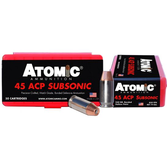 Atomic Ammunition 250 gr Bonded Match Hollow Point .45 ACP Subsonic ...