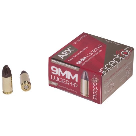 Inceptor Preferred Defense 65 gr ARX 9mm +P Ammo 9ARXBRLUGP65 ...