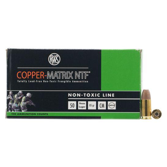 Geco RWS Copper Matrix 85 gr Non-Toxic Frangible 9mm Ammo 290040050 ...