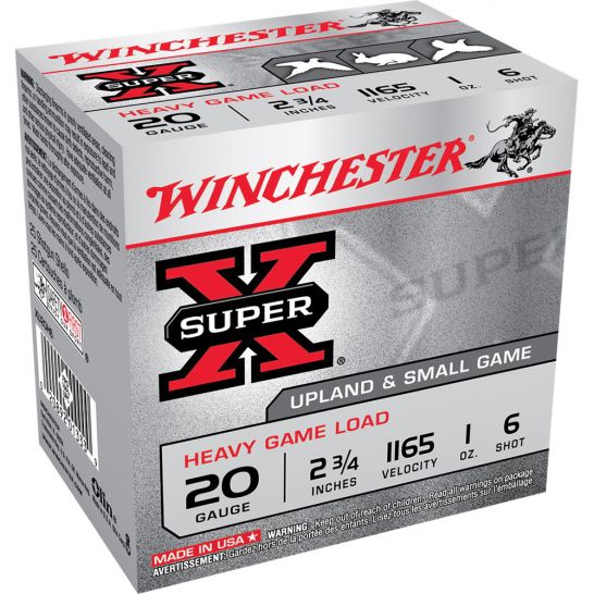 Winchester Ammunition Super-X Heavy Game Load 2.75" 20 Gauge Ammo 6, 25 ...