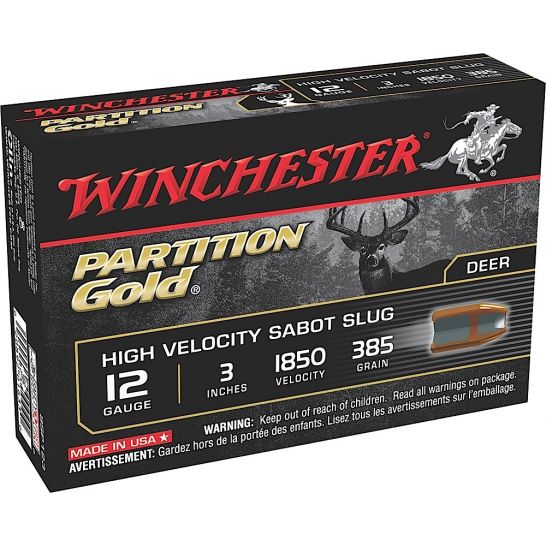 Winchester Ammunition Partition Gold HV Sabot Slug 3" 12 Gauge Ammo, 5 ...