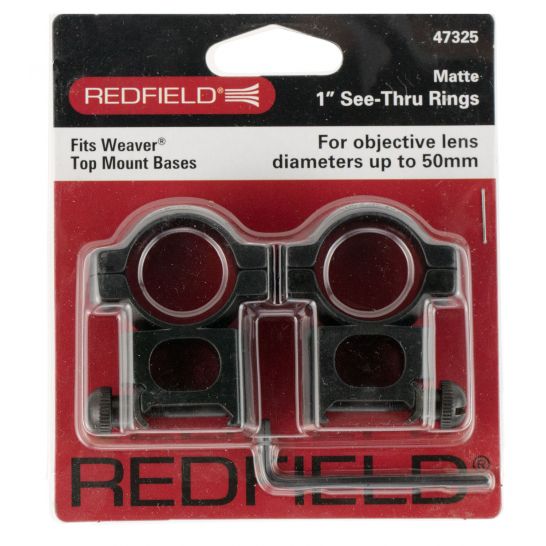 Redfield 1" Medium Aluminum See-Thru 2-Piece Scope Ring, Matte Black ...