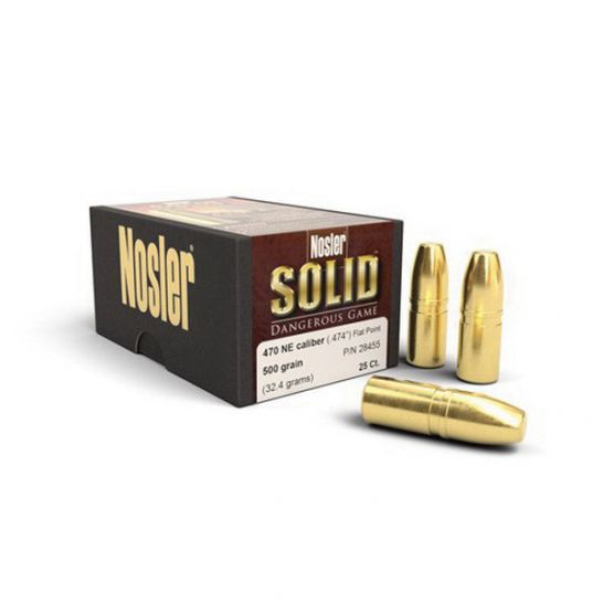Nosler Solid .470 Nitro Express 500 gr FBSP Rifle Bullet, 25/box ...