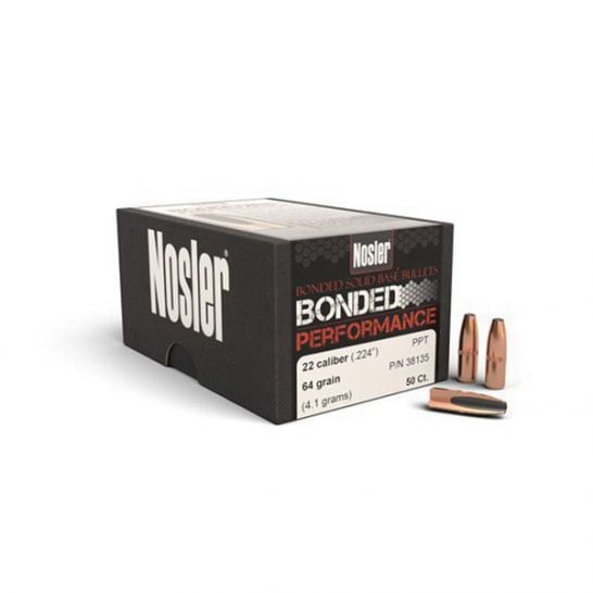 Nosler Bonded Solid Base .22 64 gr FBPP Rifle Bullet, 100/box - 38135 ...