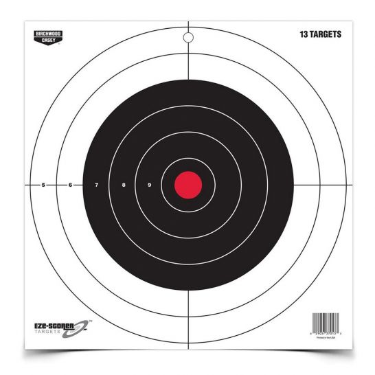 Birchwood Casey EZE-Scorer 12" x 12" Bullseye Target, Black/Red/White ...