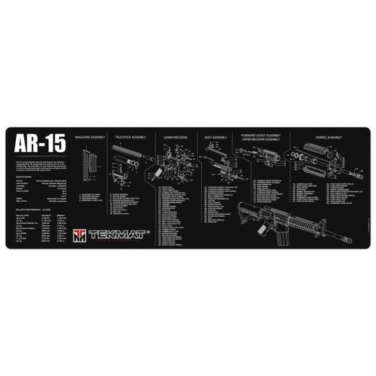 TekMat AR-15 Gun Cleaning Mat, 36" W x 12" H x 0.125" T, Black/White ...