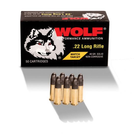 Wolf Perf. Match Target 40 gr RN .22lr Ammo 50rds- 22MTB | Palmetto ...