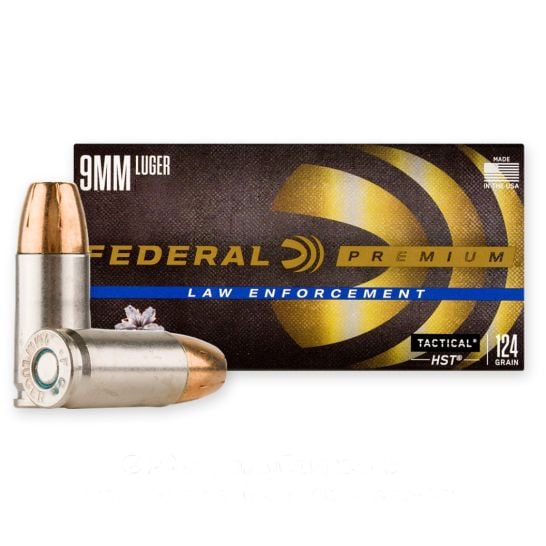 Federal Premium Law Enforcement 9mm +P 124gr HST JHP 50rds - P9HST350RD | Palmetto State Armory