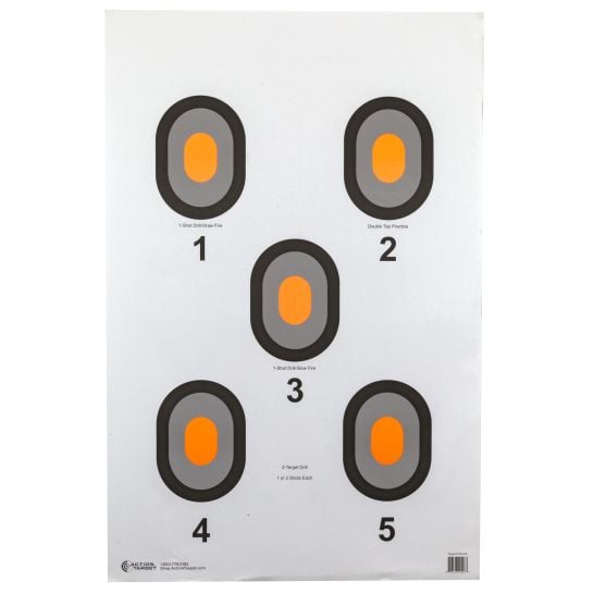 Action Target Bulls-Eye, Five Bullseye Target w/Orange Center, 100 Per ...