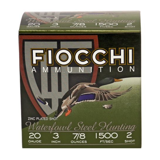 Fiocchi Flyway Steel 20 Gauge Ammunition, 25 Rounds Steel Shot #2 ...