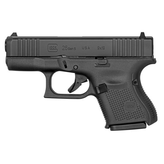 Glock 26 9mm Pistol, 3.43" Barrel, Fixed Sights, Black - G265FSUS ...