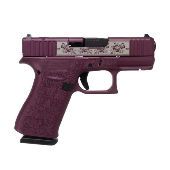 Glock G43X MOS Custom Glock & Roses Full Engraved Subcompact 9mm 3.41 ...